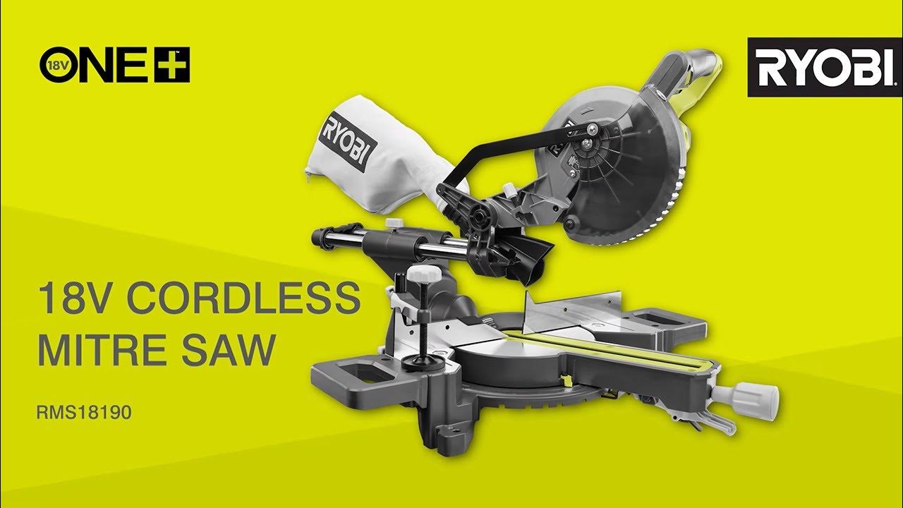 RYOBI® 18V ONE+™ Cordless 190mm Compound Sliding Mitre Saw [RMS18190] - YouTube
