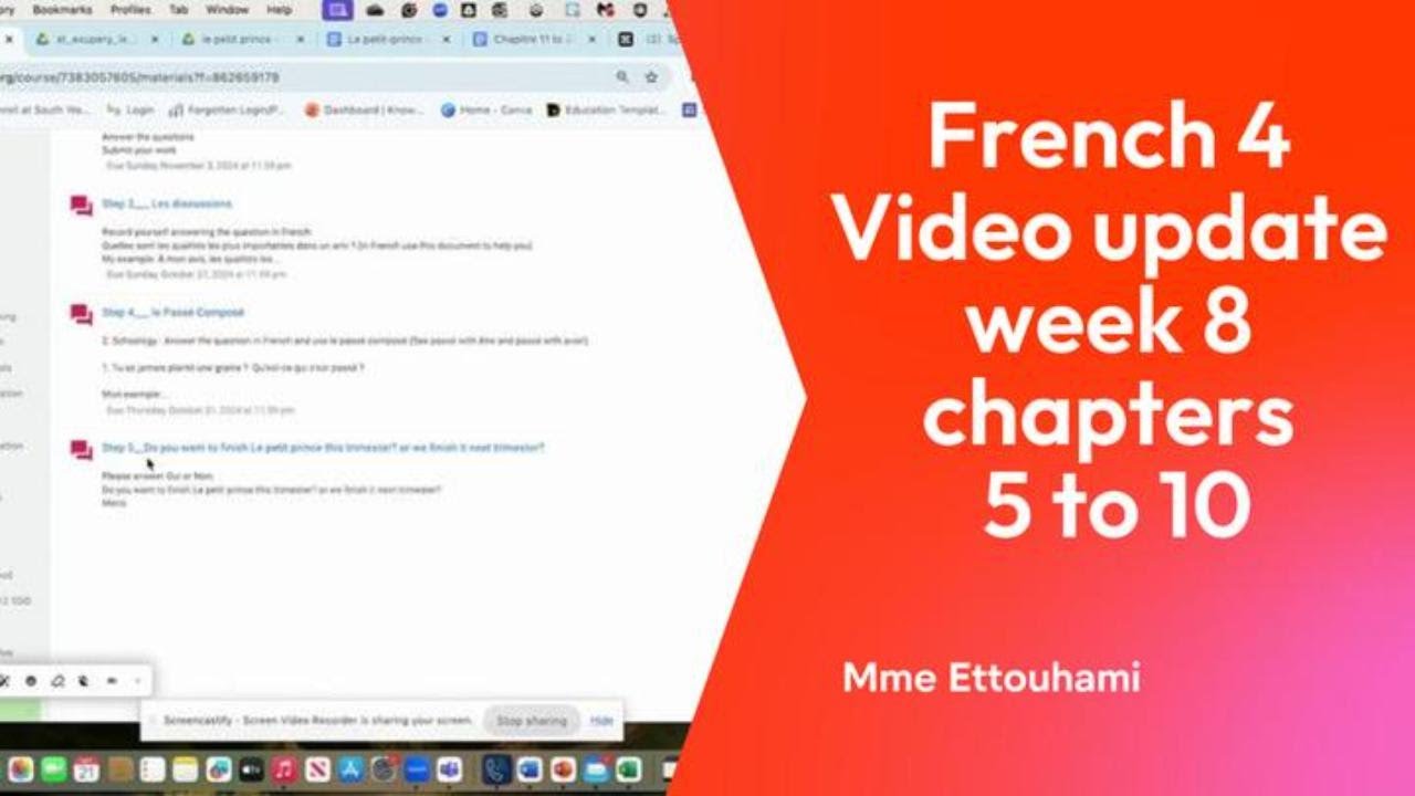 French 4 Video update week 8 chapters 5 to 10 - YouTube