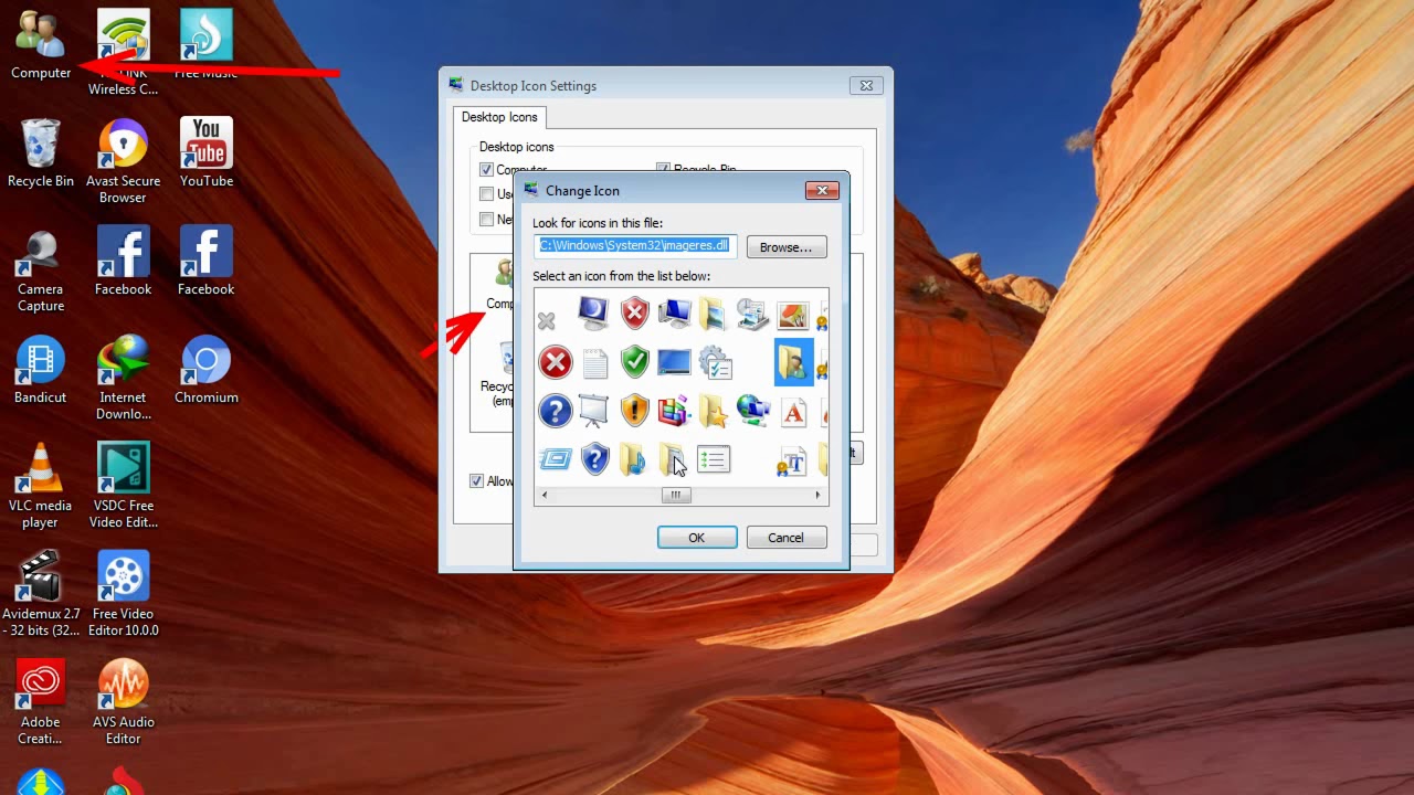 How to Change Shape of Desktop Icon Window 7 Huzi Don - YouTube