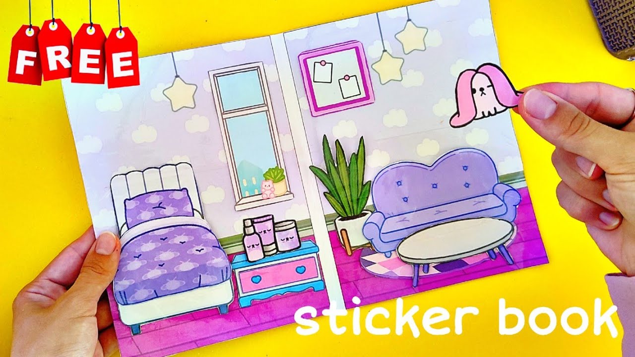 5 dakikada Sticker Kitabı yaptım🤩 Hemde ÜCRETSİZ🤓 / FREE DIY Toca Life ...
