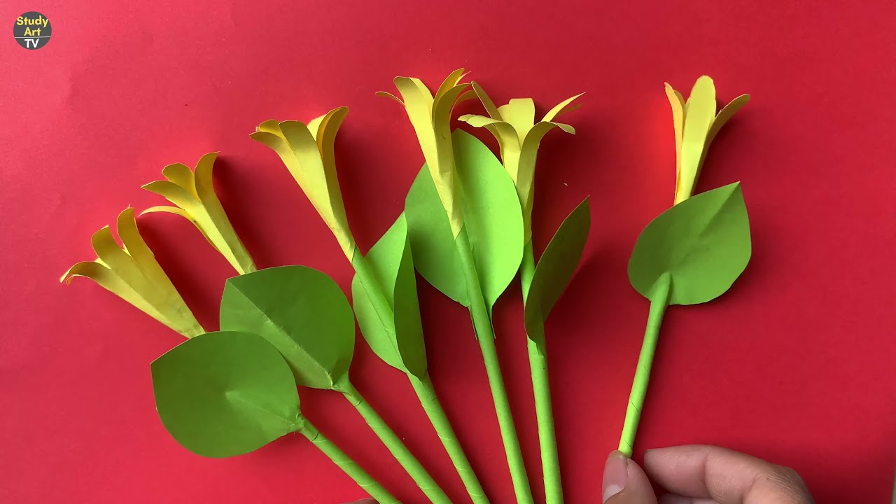 Origami flower / How to make Trumpet flower - YouTube