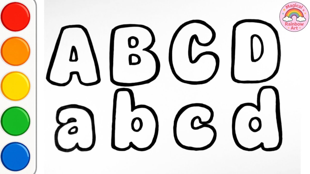 🎨 ABCD Drawing for Kids ️ | How to draw Alphabets ABC, Step by Step ...