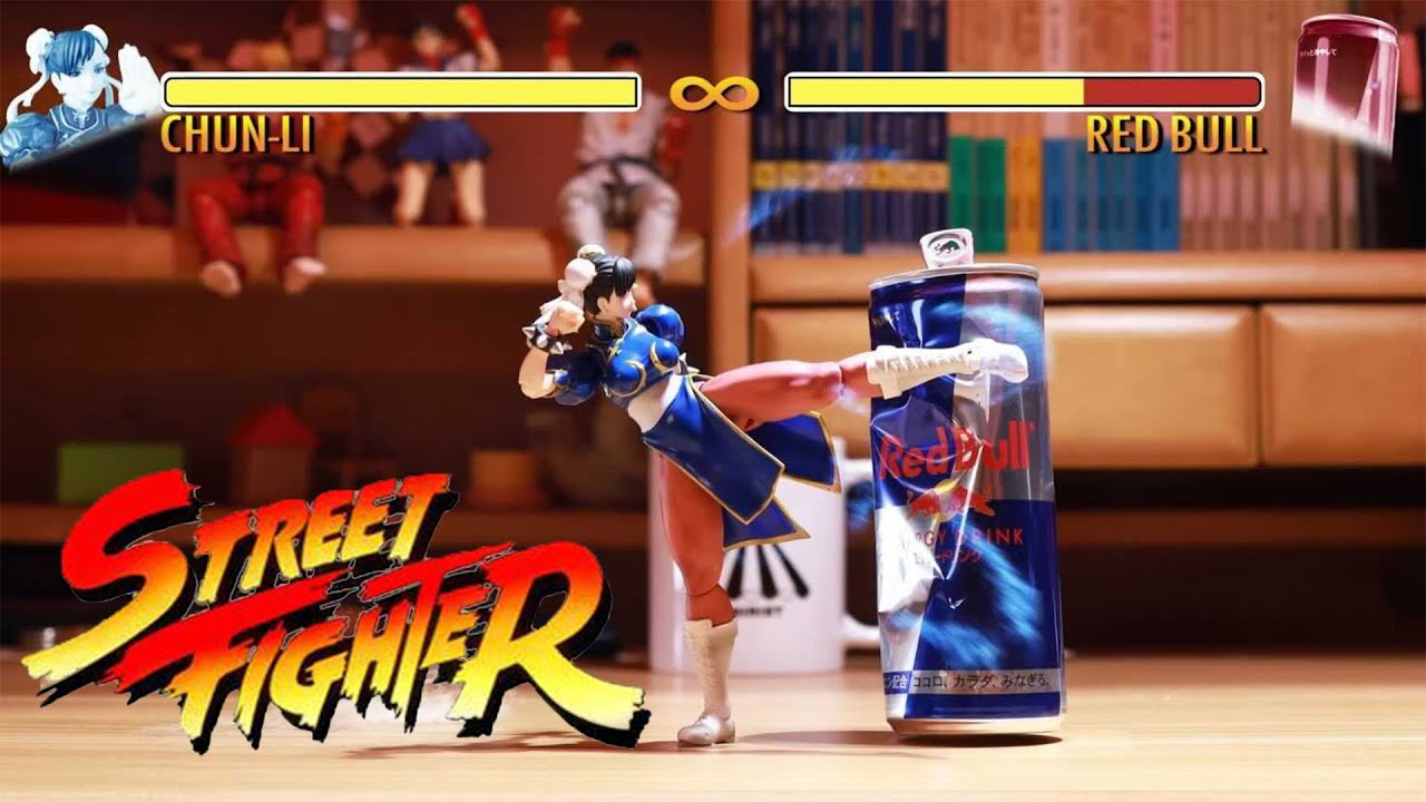Street Fighter V: Chung Li Punching Red Bull Can With Ultra Combo| Stop ...