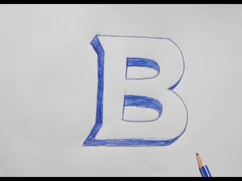 How to Draw the Letter B in 3D | Draw the letter “B” on line paper 3D