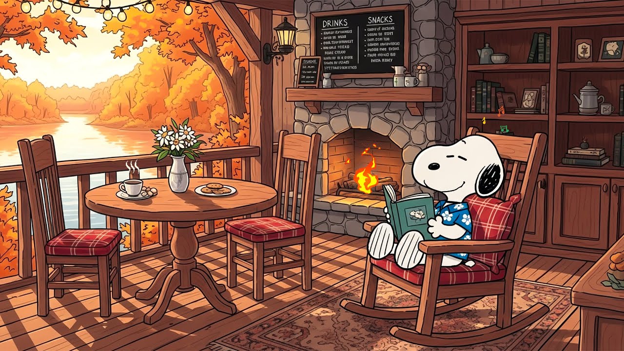 Snoopy’s Cozy Autumn Weekend ☕ Relaxing Jazz for Reading, Coffee ...
