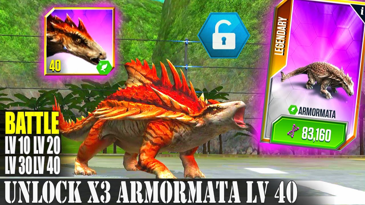 NEW HYBRID ARMORMATA MAX FULL X3 LV 40 | JURASSIC WORLD THE GAME - YouTube