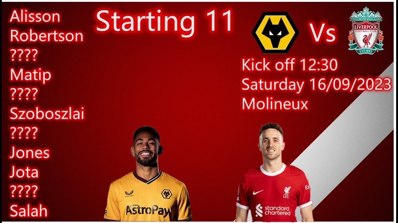 Starting 11 prediction Liverpool vs Wolves - YouTube