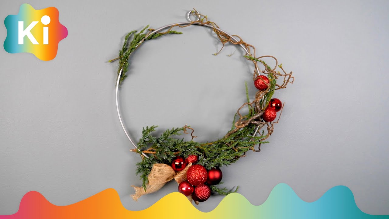DIY: Hvordan lage enkel julekrans med metallring - YouTube
