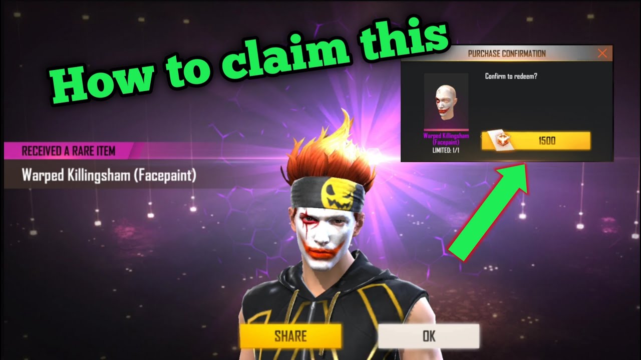 How to claim warped killingsham face paint 🤫🤫 rank token exchange ...