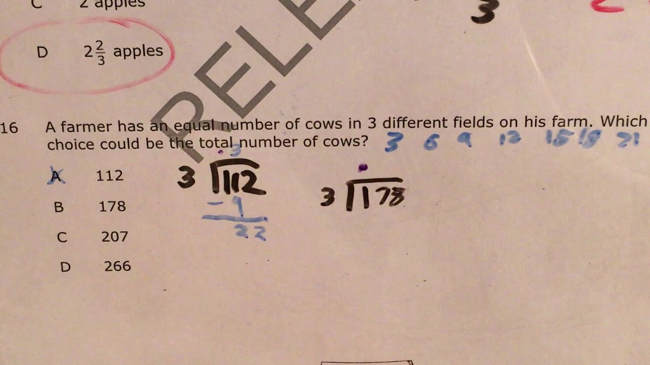 NC 4th Grade Math Released question 16 (released 2018 - 2019) - YouTube