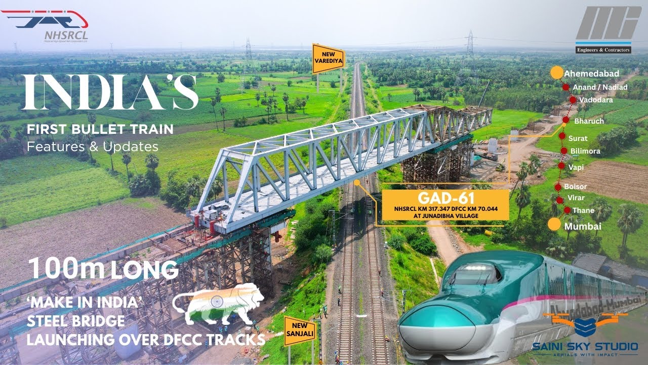 100m Long Steel Bridge Launching Process Full Video | Bullet Train ...