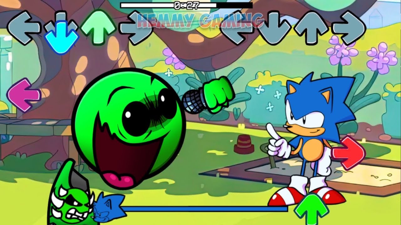 FNF Geometry Dash 2.2 vs Sonic Alive Frontiers Sings Can Can | Fire In ...