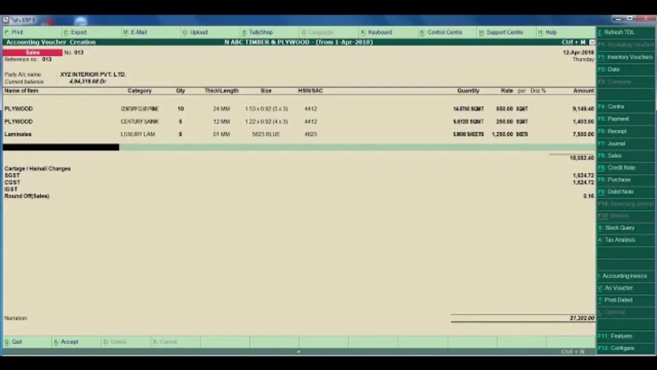 Tally ERP 9 Easy Entry For Timber And Plywood Business - YouTube