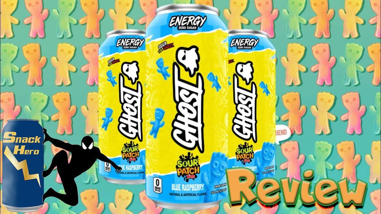 Snack Hero: Ghost Blue Raspberry Sour Patch Kids Energy Drink Review 1 ...