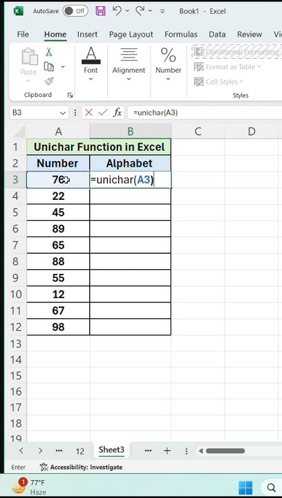 Unichar Function in Excel |#excel how to use unichar Function in Excel |@Codecraft_learnstech ...