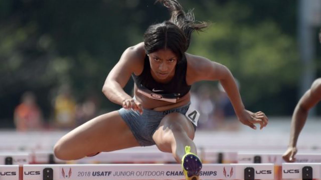 U.S. No. 1 Tia Jones Drops Crazy 100mH! - YouTube