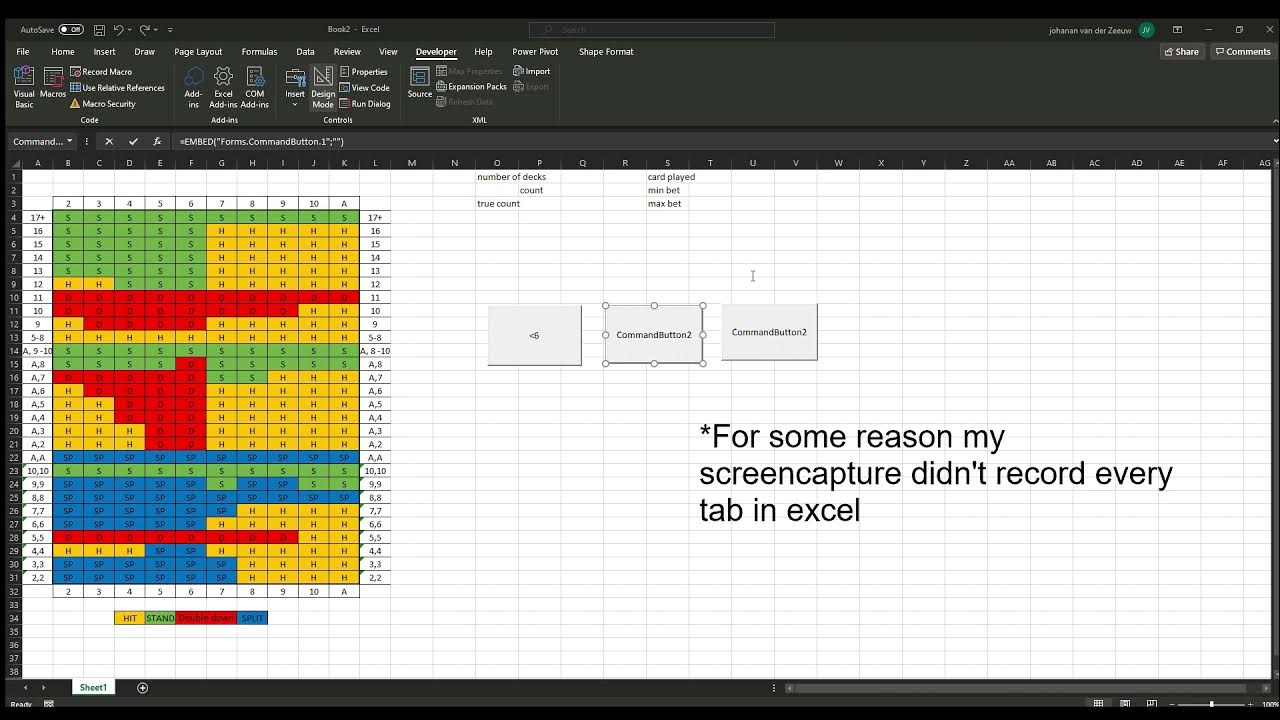 blackjack card counter in excel | making a blackjack card counting with excel VBA - YouTube