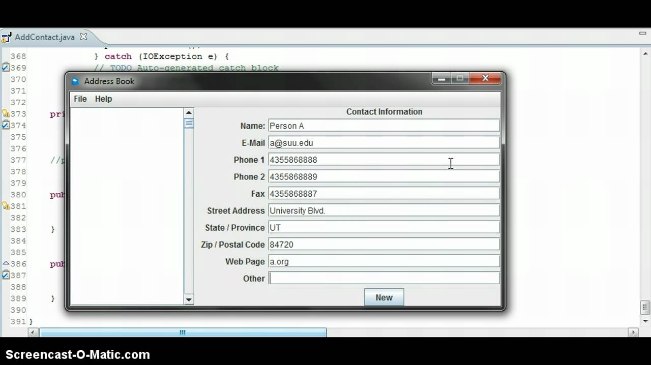 Java AddressBook - YouTube