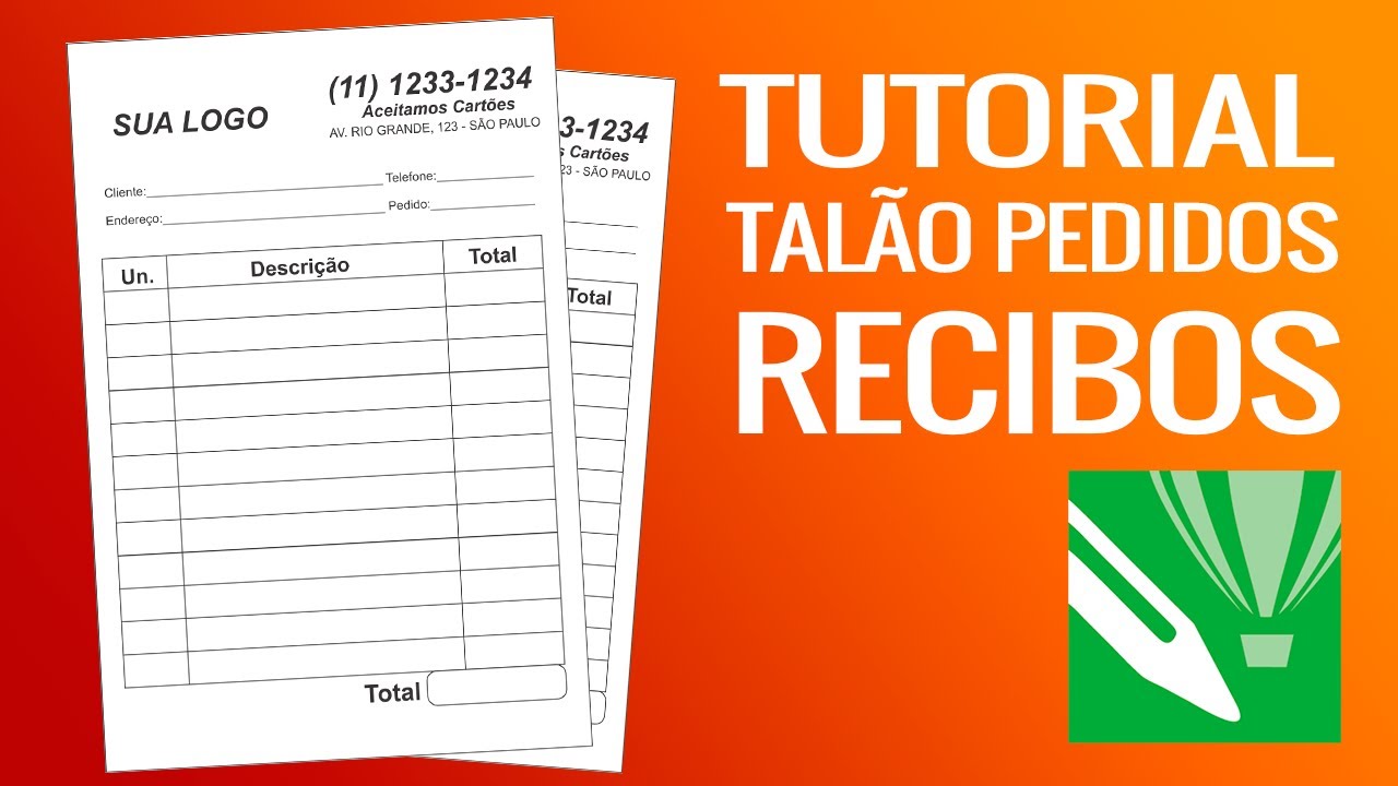 Como Fazer Talão de Recibo ou Pedido | Tutorial Corel Draw - YouTube