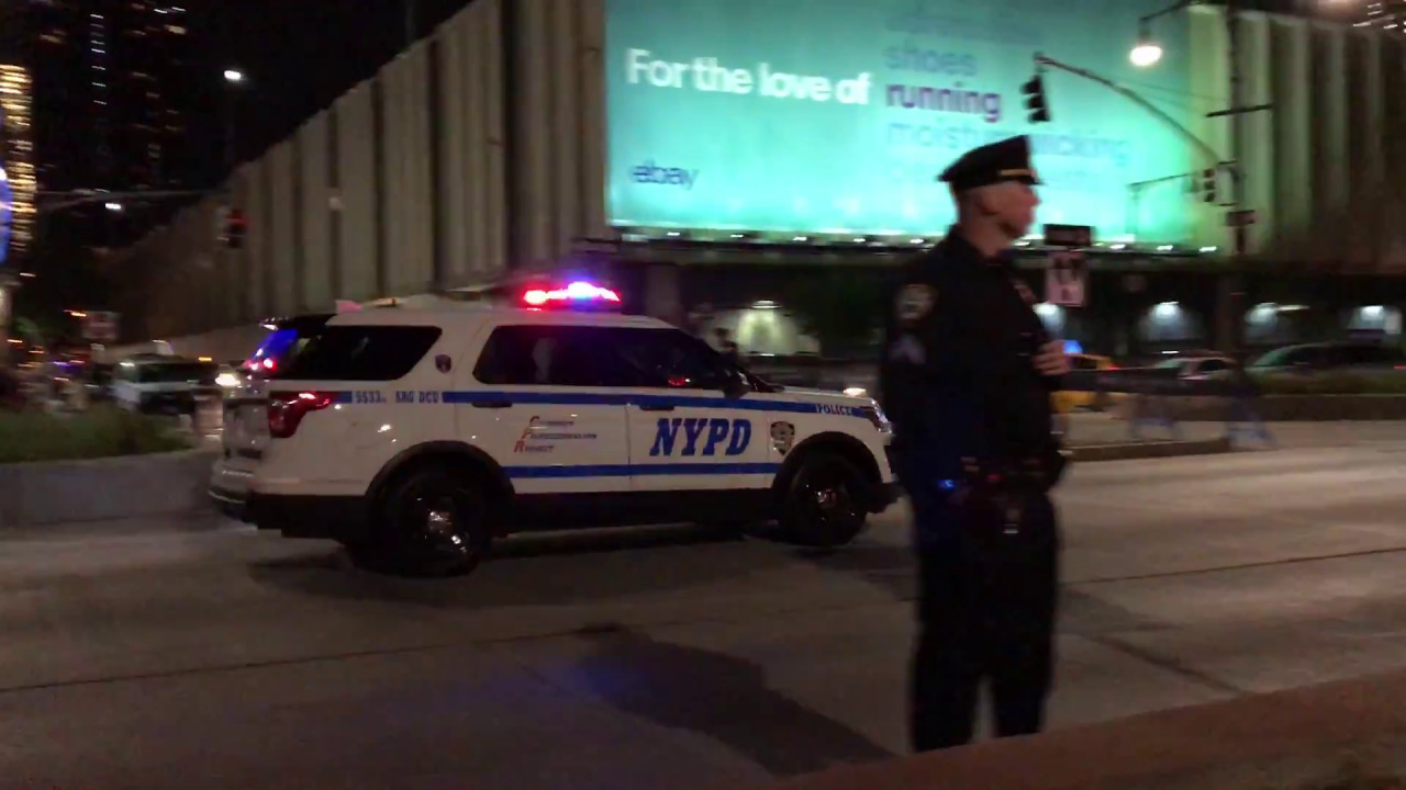 NYPD DISORDER CONTROL UNIT PATROLLING ON WEST SIDE HIGHWAY AFTER ...