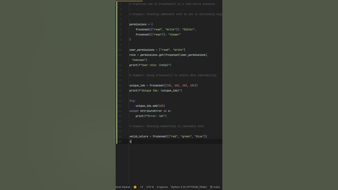Why use pythons frozenset() function? python #secrets mastering frozenset() for immutable sets ...
