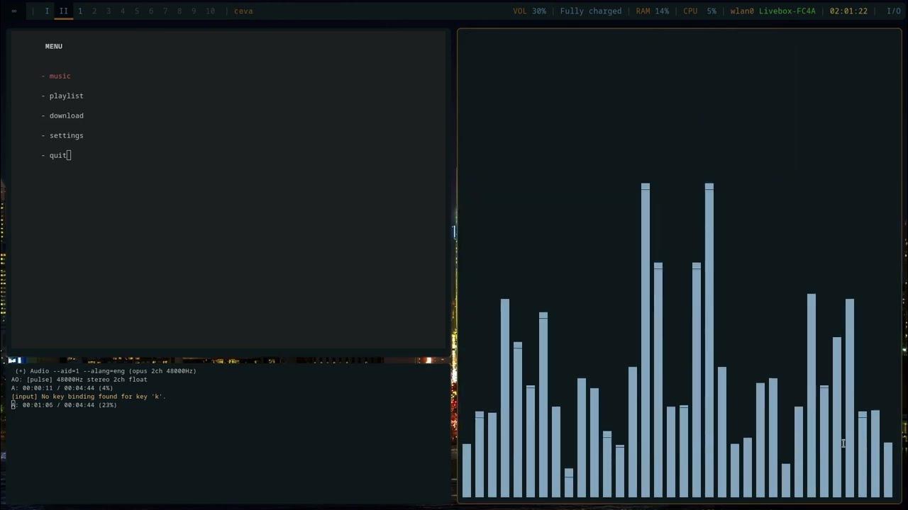 my python-ncurses music-player keeps getting better ! - YouTube