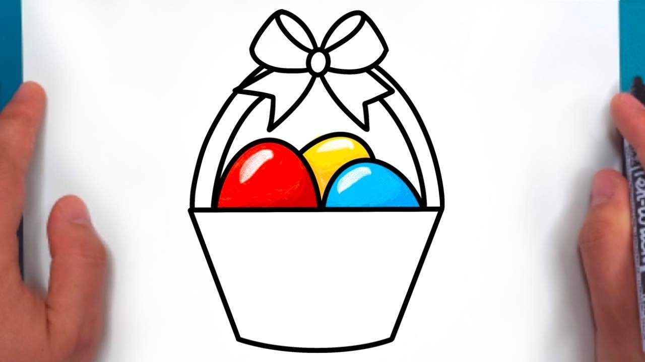 Deseneaza un COS cu OUA Rosii de PASTE 🐰 Invata sa Desenezi Pas cu Pas ...