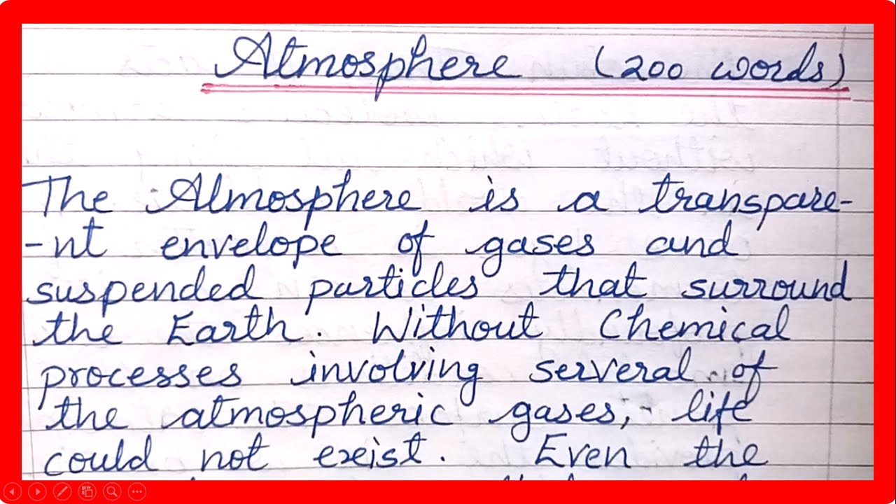 Write an Essay on Atmosphere in English by Smart Study in Cursive ...