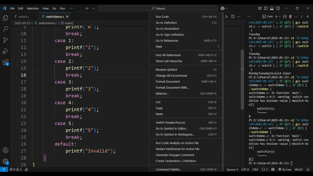 C Tutorial 30 | Switch Statement in C - YouTube