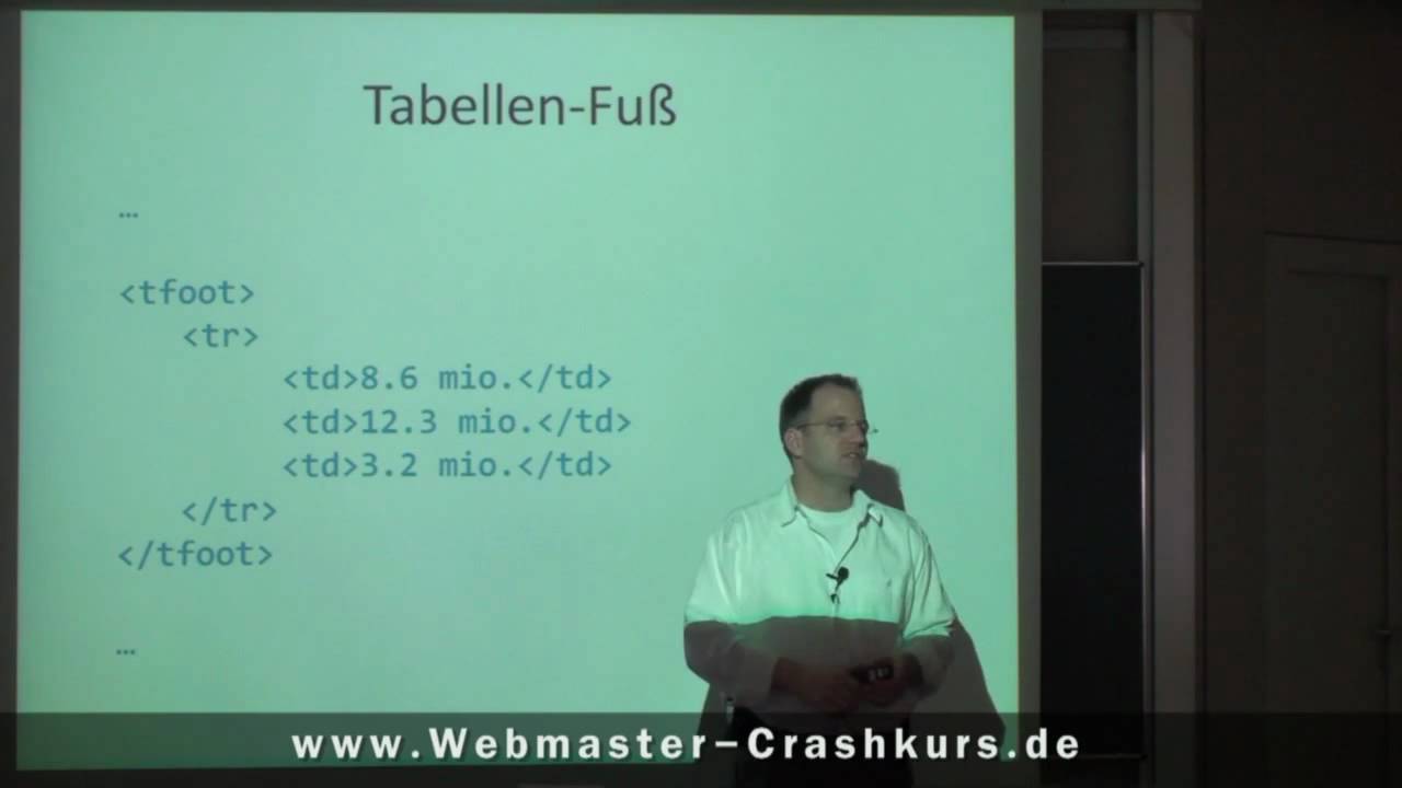 Tabellen in HTML erstellen, logische Bereich in Tabellen - YouTube