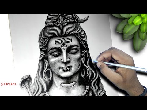 How to Draw Lord Shiva with Maa Ganga, Mahadev Realistic Drawing with ...