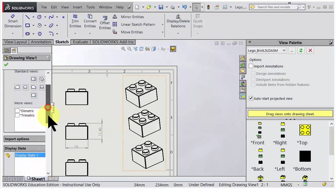 3 Lego Bricks Drawing SolidWork - YouTube