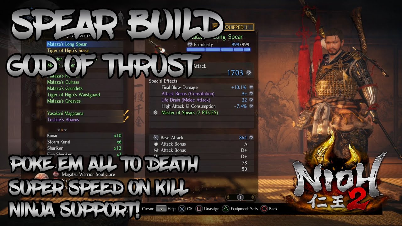 Nioh 2 - Spear Build - God of Thrust - YouTube