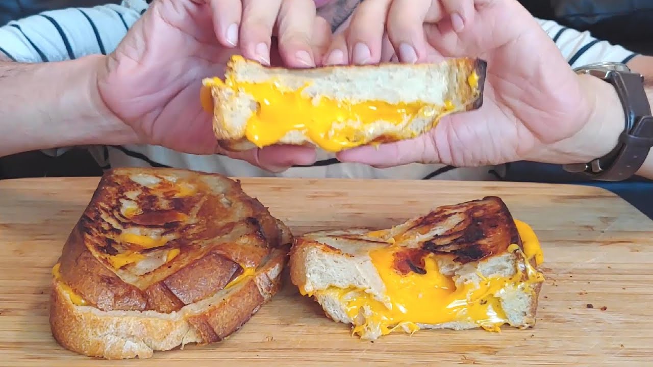 CRUNCHY GRILLED CHEESE SANDWICH ASMR MUKBANG EATING SHOW - YouTube
