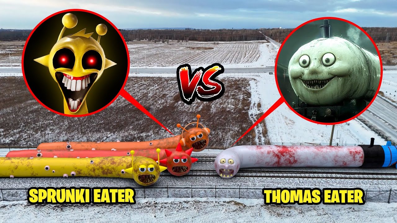 Drone Catches THOMAS TRAIN EATER vs SPRUNKI.EXE EATER IN REAL LIFE ...