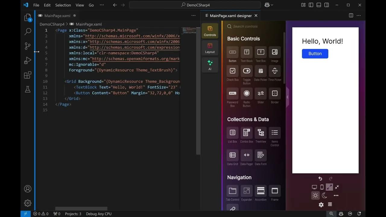OpenSilver XAML Designer in Visual Studio Code: Full Demo & Tutorial - YouTube