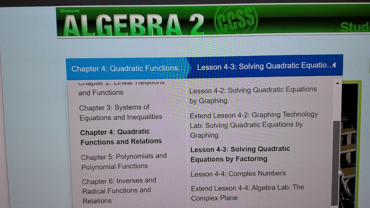 Directions to Algebra 2 online textbook - YouTube