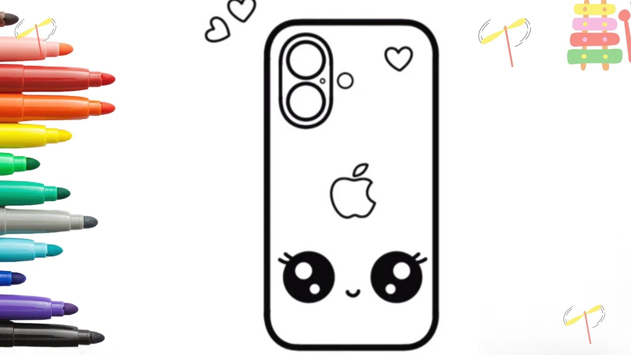 Let's draw a iPhone/How to draw an iPhone 🍫/Easy drawing and colouring ...