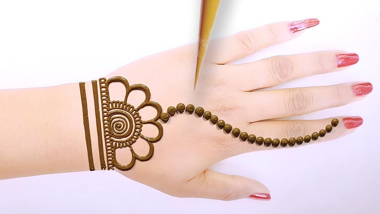 easy gold ki Mehndi design||stylish back hand new Arabic mehndi design ...