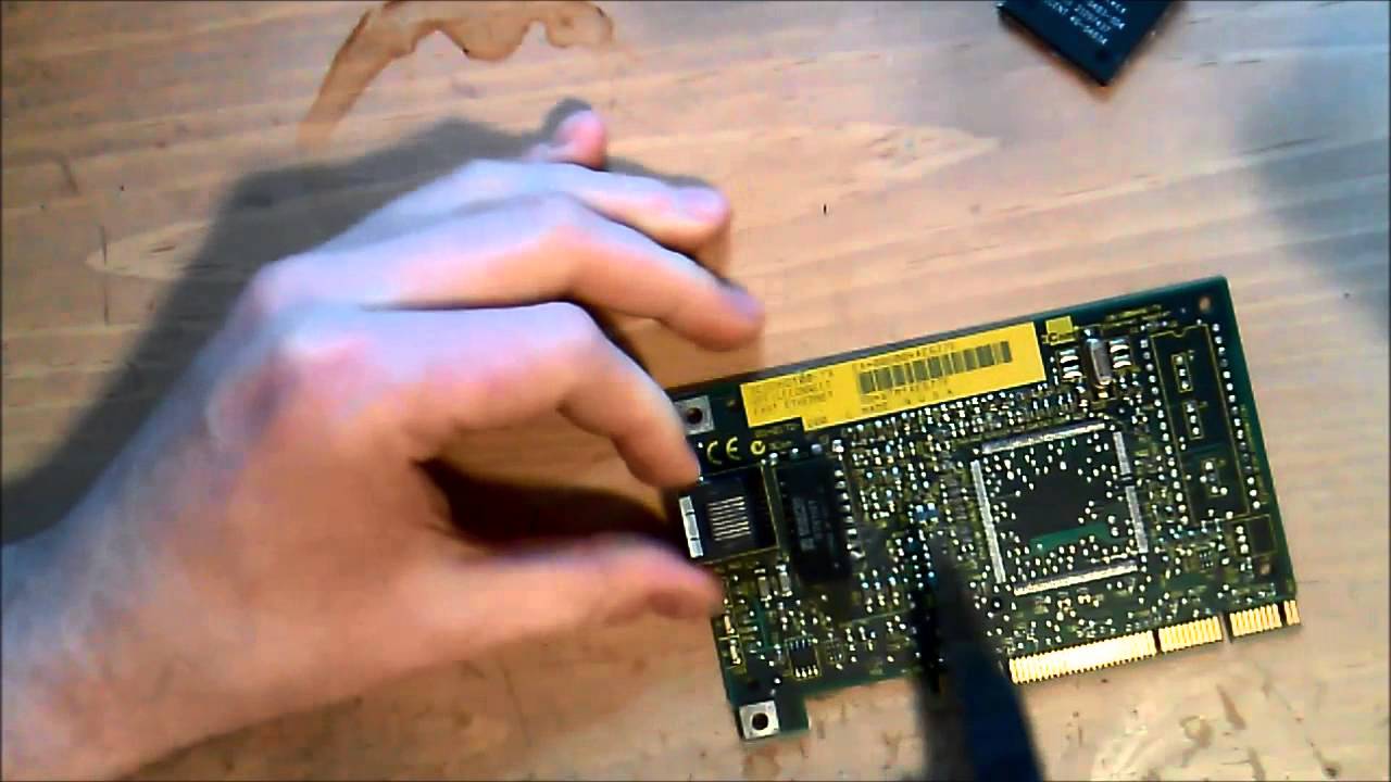 how to remove thick ic chip from old Ethernet Card - YouTube
