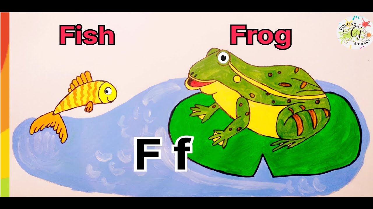 Frog Drawing | Fish Drawing | Easy Drawing & Coloring | #kidsdrawing # ...