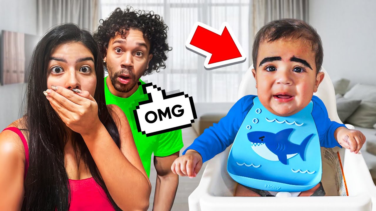 Baby grew MASSIVE EYEBROWS overnight😱 *PRANK* - YouTube
