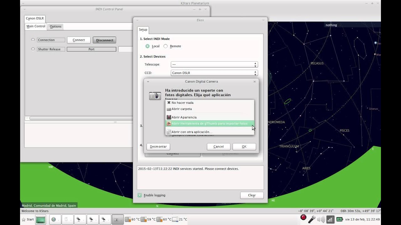 Distro Astro Linux y KStars Canon - YouTube