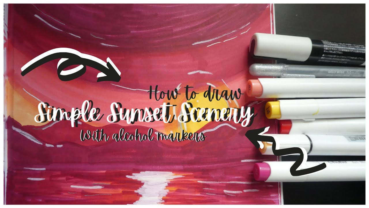 Sunset TUTORIAL with ALCOHOL BASED MARKERS - YouTube