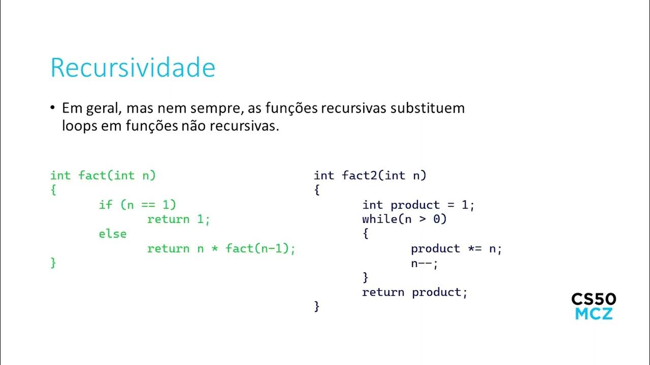 CS50 MCZ - Recursividade - CS50 Shorts - YouTube