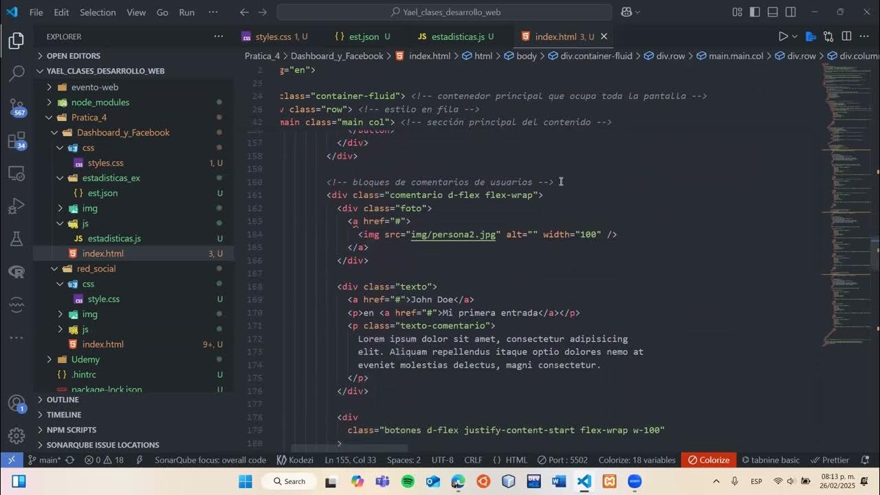 dashboard y red social ejemplos con HTML, JS, CSS. (con Bootstrap) - YouTube