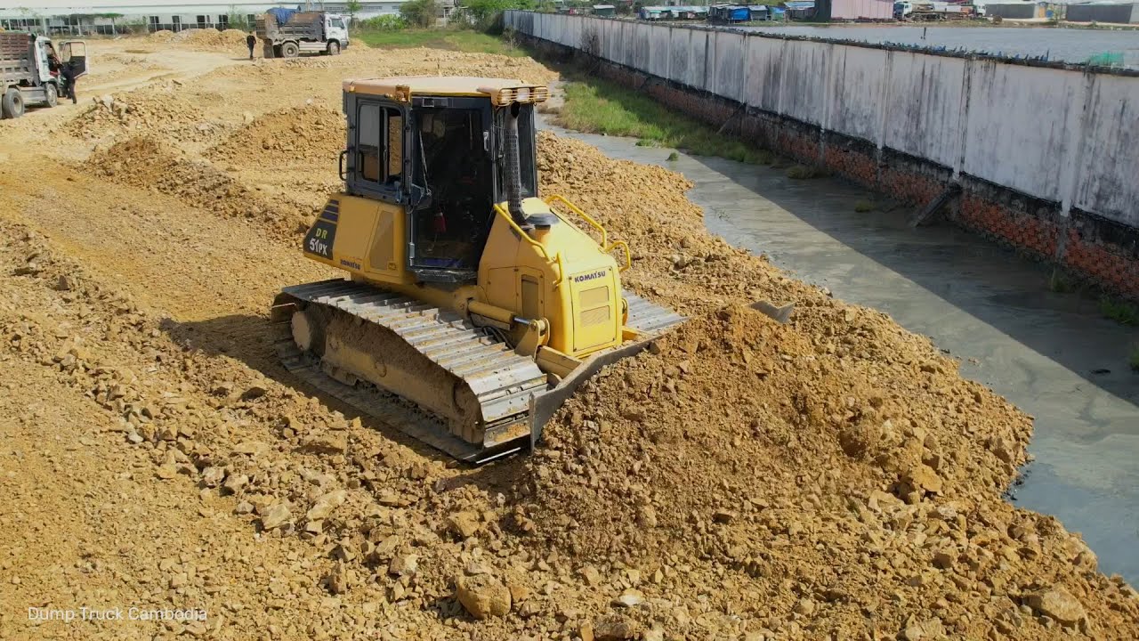 best!! massive swamp landfill by dozer komatsu pushing clearing dirt ...