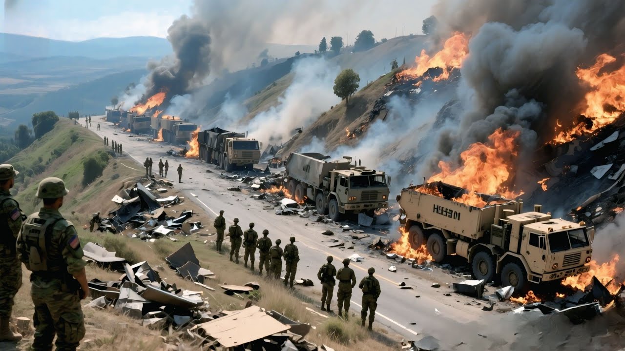 From the top of the hill! Russian troops intercept a convoy of 3,400 ...