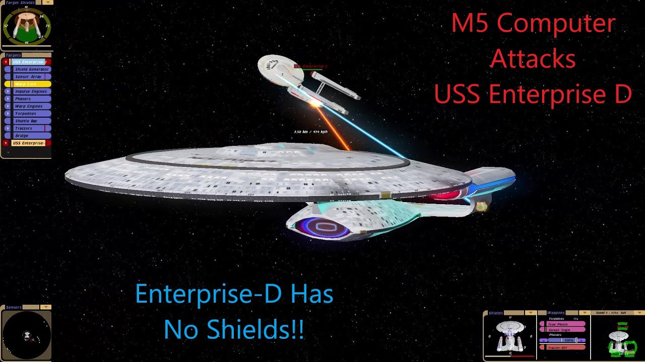 Star Trek M5 Computer Attacks USS Enterprise D | Shields Have Been ...