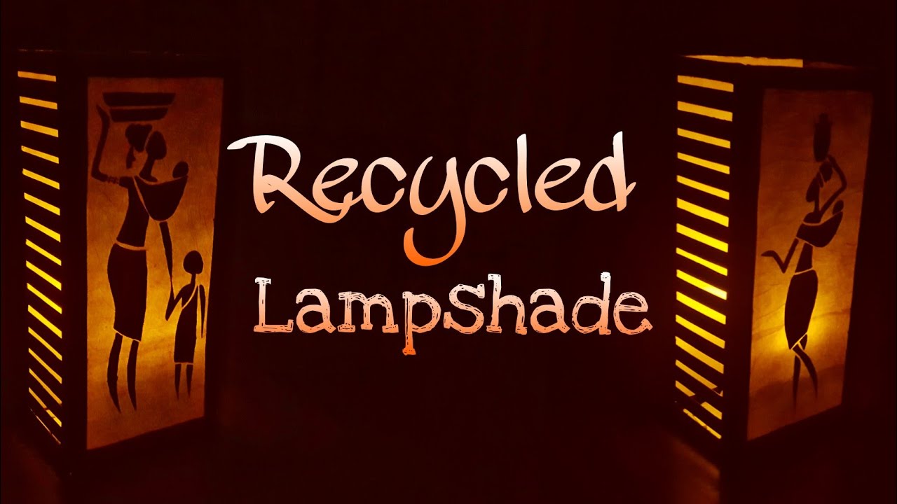 Recycled lampshade craft | easy lampshade making | paper box lampshade ...